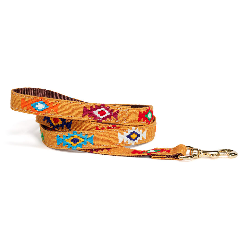 ATWCW God's Eye Gold - Mayan Artisan-Handmade Pet Leash – 3 Red Rovers