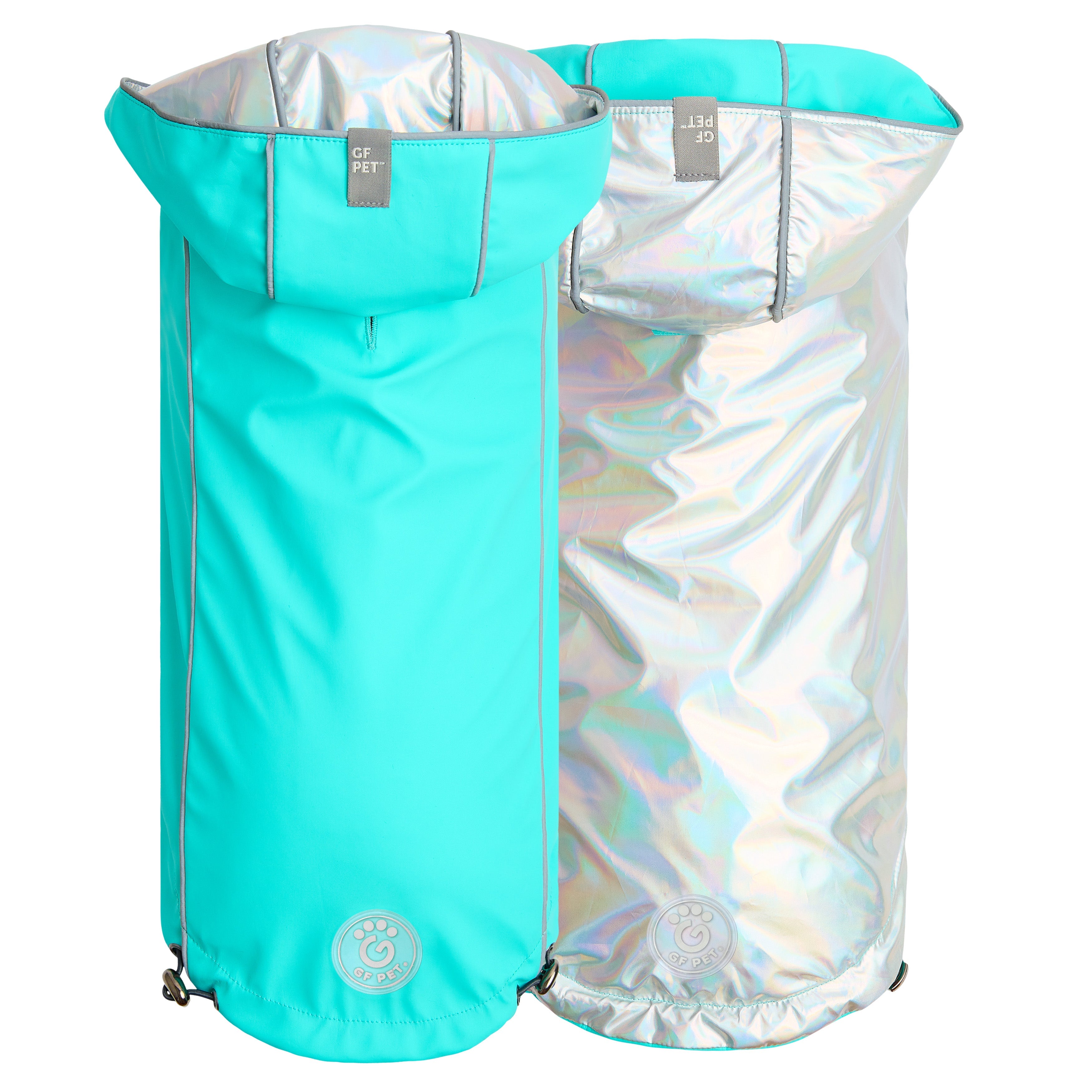 Reversible Raincoat - Neon Aqua with Iridescent – 3 Red Rovers
